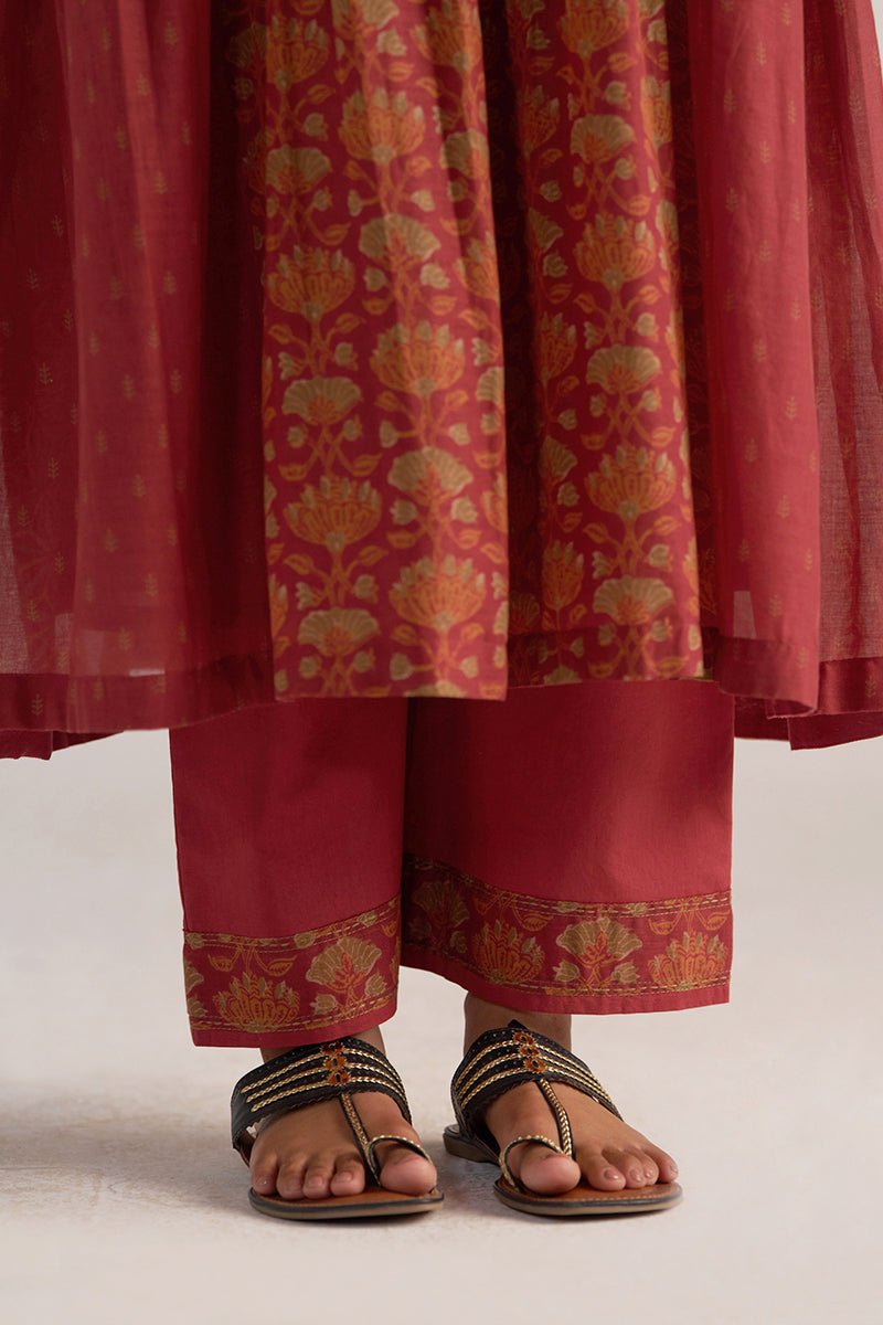 Brick Red Mul Cotton Co-ord Set - Ganga Fashions