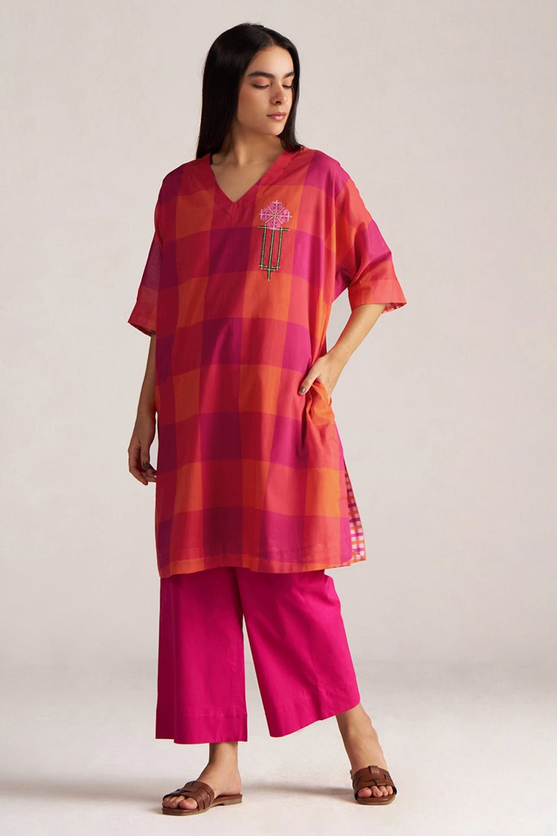 Tomato and Fuchsia Mul Mul Co Ord Set | Women’s Trendy Outfit